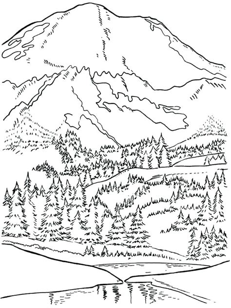 Sketch Of Snowy Mountain Coloring Coloring Pages