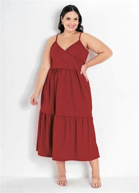 Vestido Vermelho Transpasse Plus Size Marguerite