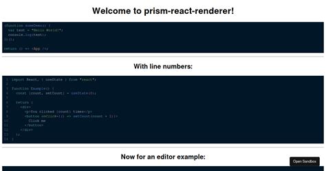 Prism React Renderer Example Codesandbox
