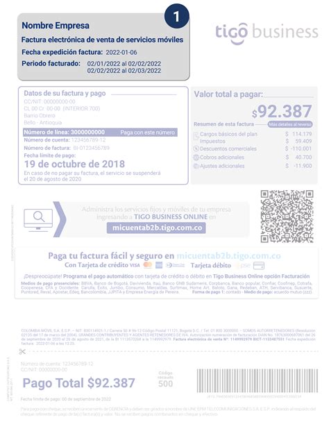 Conozca su factura Tigo Business de servicios móviles Empresas Tigo CO