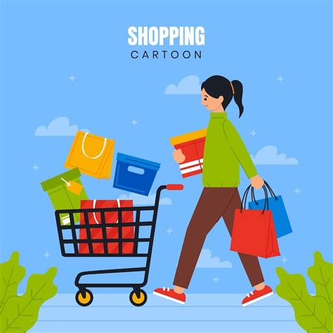 Ilustraci N De Dibujos Animados De Compras Dibujada A Mano Vector Premium