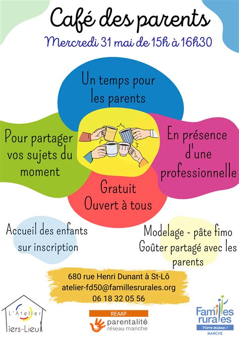 Café des parents à lAtelier Saint Lô Parentalité Réseau Manche