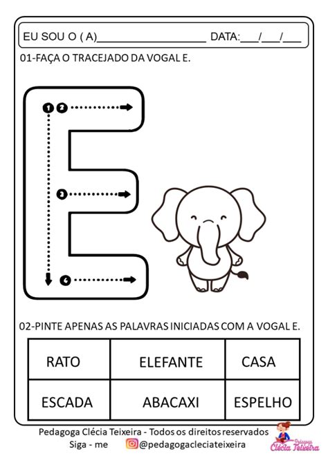 Atividades de Alfabetização Vogais Clécia Teixeira