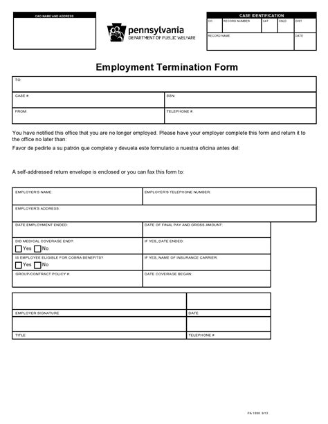 Printable Employee Termination Form Word Doc