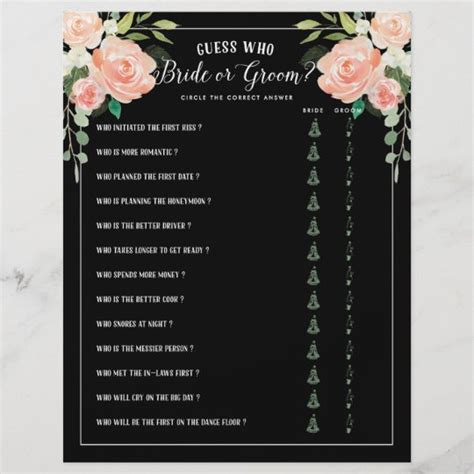 Bridal Shower Games Guess Who Bride Or Groom Game Zazzle