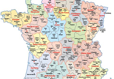 Carte des régions et départements altoservices