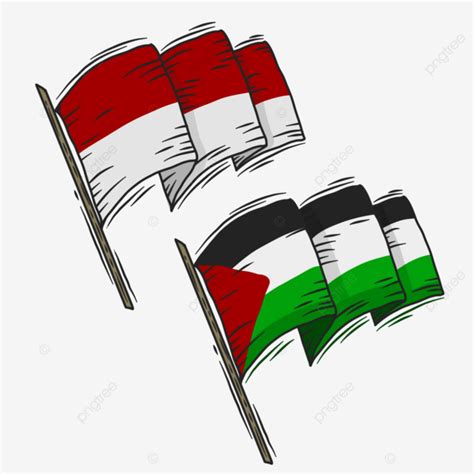 Ilustración De La Bandera De Indonesia Palestina PNG dibujos Bandera