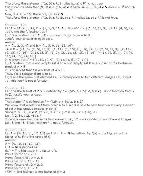 relations and functions class 11 mathematics ncert solutions