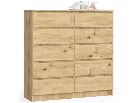 Commode AKORD K120 Chêne Artisan 120 cm 10 tiroirs façade Chêne Artisan
