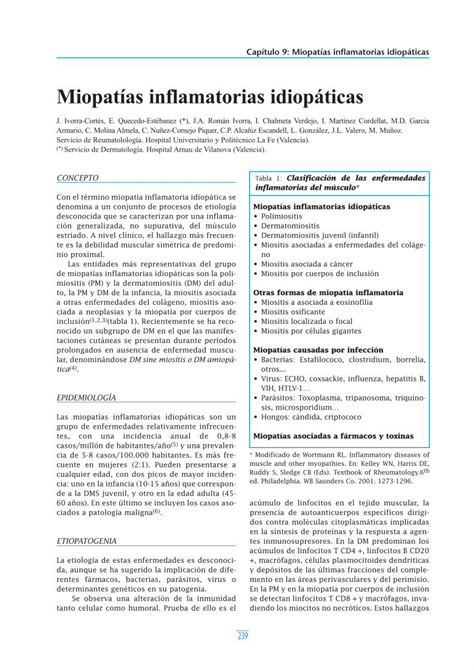 PDF Miopatías inflamatorias idiopáticas de las fascias musculares