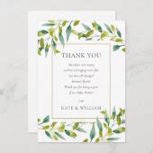 Greenery Foliage Baby Shower Poem Thank You Card Zazzle