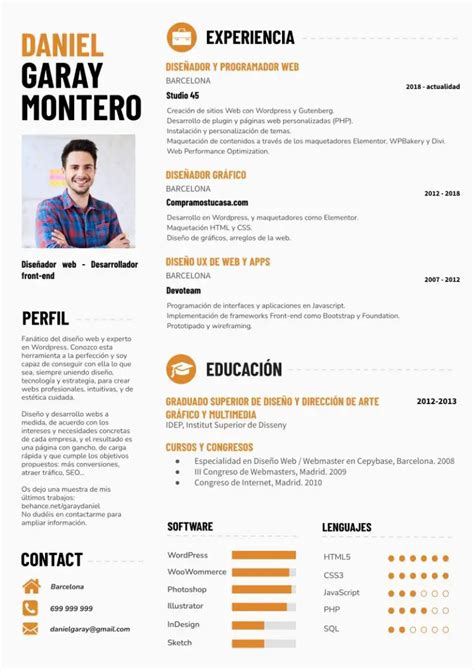 Currículum para diseñador web guía ejemplos y 4 plantillas