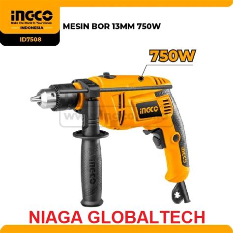 Jual INGCO ID7508 MESIN BOR 13MM 750W HAMMER DRILL BOR TEMBOK BOR BETON
