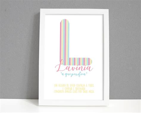 Quadro Personalizado Letra e Nome Lavínia Elo7 Quadros Quadros