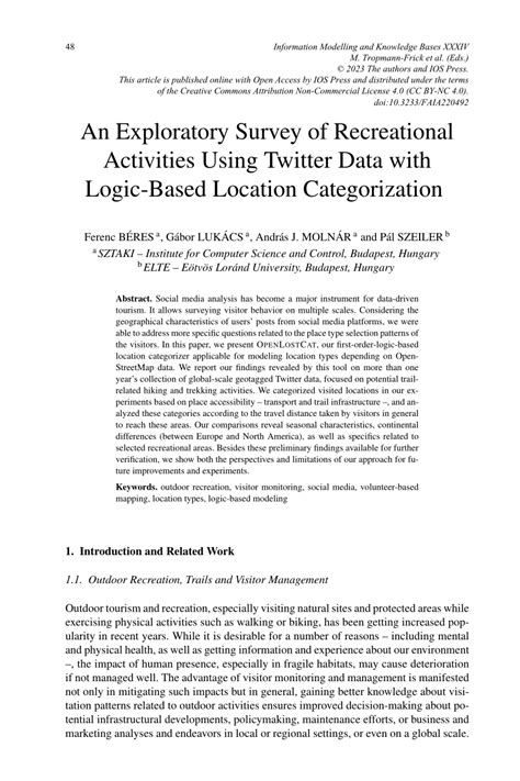 pdf an exploratory survey of recreational activities using twitter data with logic based