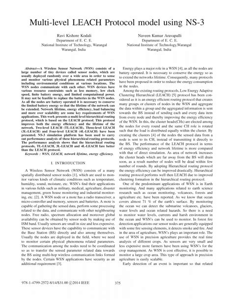 pdf multi level leach protocol model using ns 3