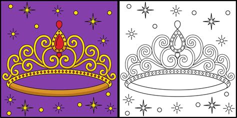 princesa corona para colorear página color ilustración 7066809 Vector