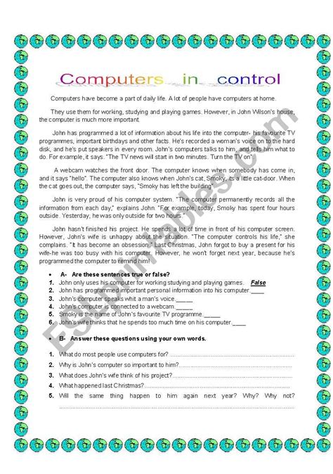 Present Perfect Tense Reading Comprehension