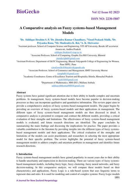 pdf a comparative analysis on fuzzy systems based management models