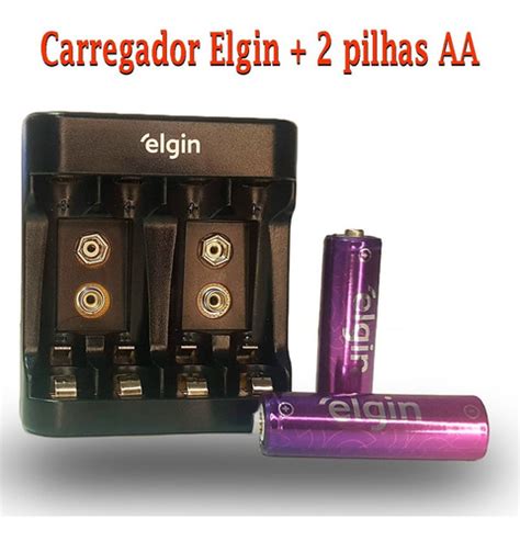 Kit Carregador Pilhas Bateria Usb Pilhas Aa Elgin Frete Gr Tis