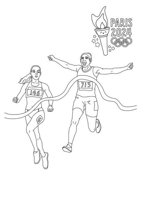 Desenhos das Olimpíadas de Paris 2024 para colorir Bora Colorir