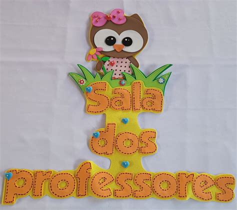 Placa De Porta Sala Dos Professoras Tema Corujinha Elo7