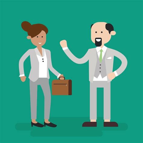 Dibujos Animados De Jefe Y Personaje Secretario Vector Premium
