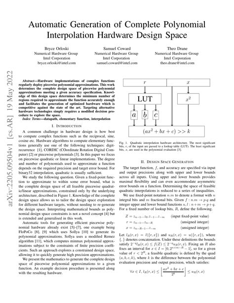 pdf automatic generation of complete polynomial interpolation hardware design space