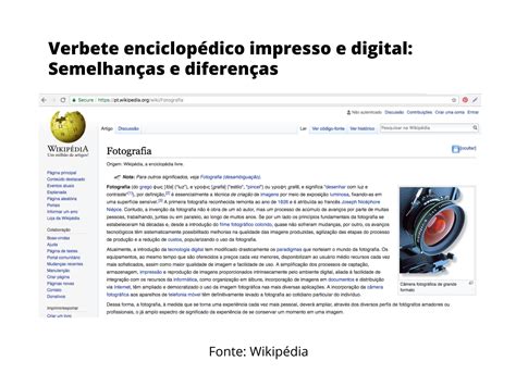 Plano de aula 8º ano Verbete de enciclopédia impressa e digital