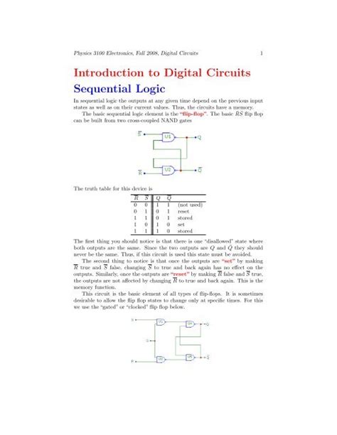 introduction to digital circuits sequential logic