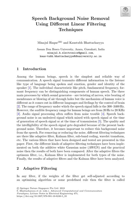 pdf speech background noise removal using different linear filtering techniques