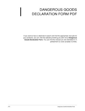Fillable Online Dangerous Goods Declaration Form Dangerous Goods