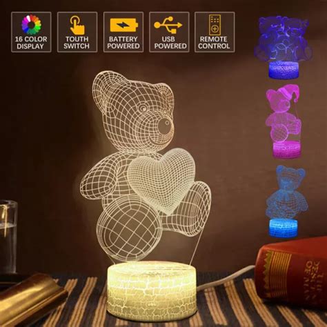 LAMPE LED 3D en forme d ours veilleuse à couleur changeante lampe de
