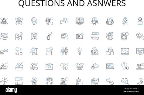 Questions And Asnwers Line Icons Collection Fitness Workout