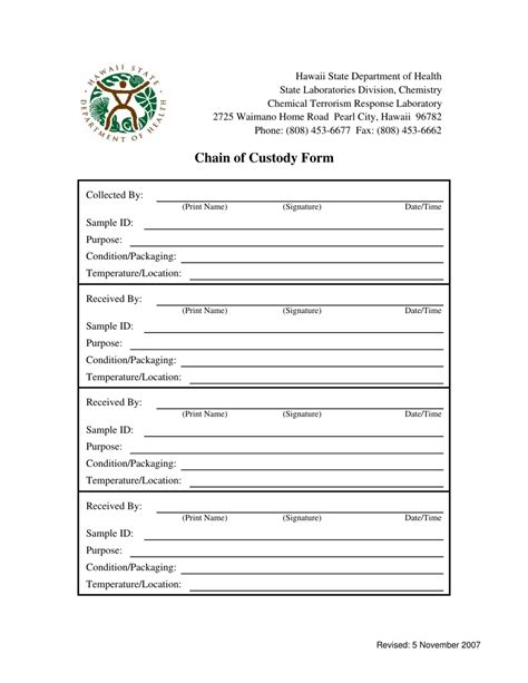 Chain Of Custody Form Printable Printable Word Searches