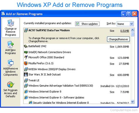 what is add or remove programs