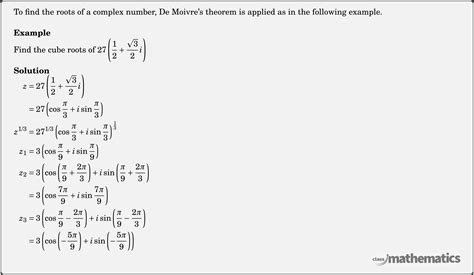 roots of complex numbers maths extension 2 year 12 nsw
