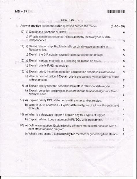 bangalore university b c a computer science bca 204 database management system may 2016