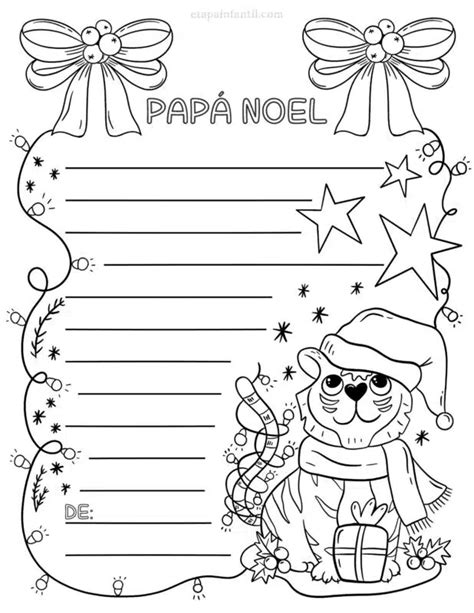 5 modelos de carta para Papá Noel para imprimir y colorear Etapa Infantil