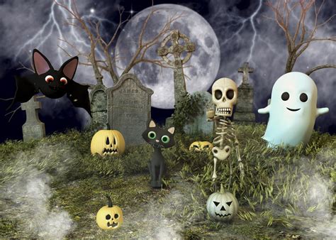 LYWYGG 7x5 FT Halloween Backdrop Bat And Ghost Horror Pumpkin Backdrop