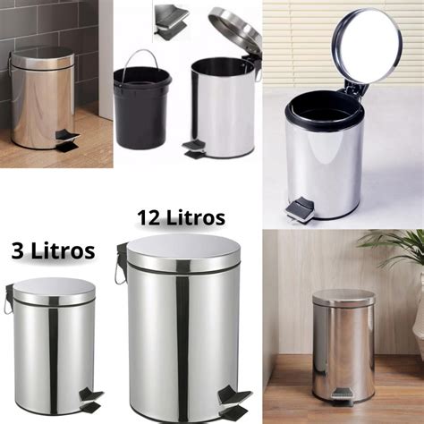 Lixeira Cesto De Lixo Em A O Inox Pedal E Cesto Balde Remov Vel