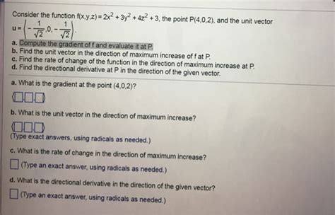 solved consider the function f x y z 2x2 3y2 4z2 3 the