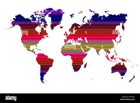 Mapa del mundo con rayas coloridas Fotografía de stock Alamy