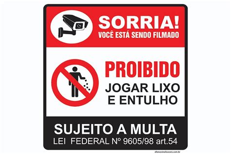 Placa Sorria Você Está Sendo Filmado Proibido Jogar Lixo e Entulho