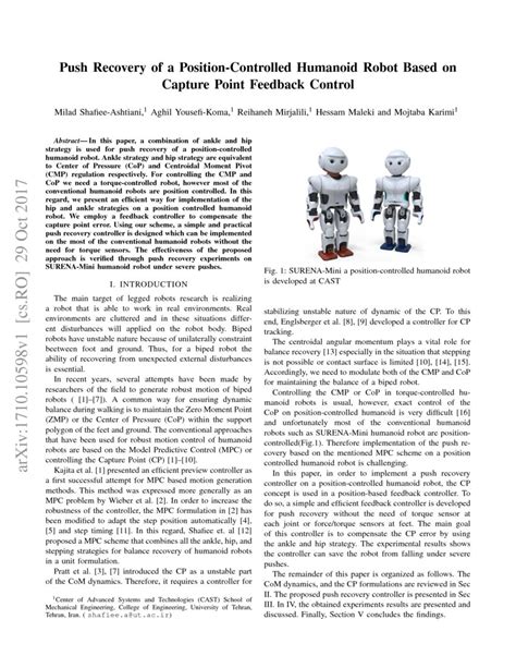 push recovery of a position controlled humanoid robot based on capture point feedback control