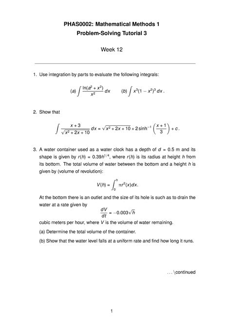 problem class 3 18 prob phas0002 mathematical methods 1 problem solving tutorial 3 week 12