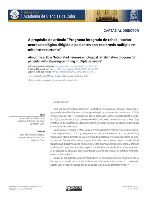 PDF A propósito de artículo Programa integrado de rehabilitación