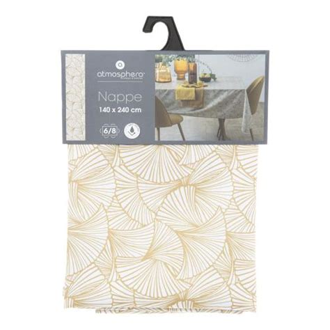 Nappe anti tache Ginkgo 140x240cm imprimée ocre 3 Suisses