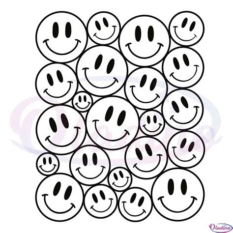 Smiley Pattern Retro Smiley Face SVG Digital File