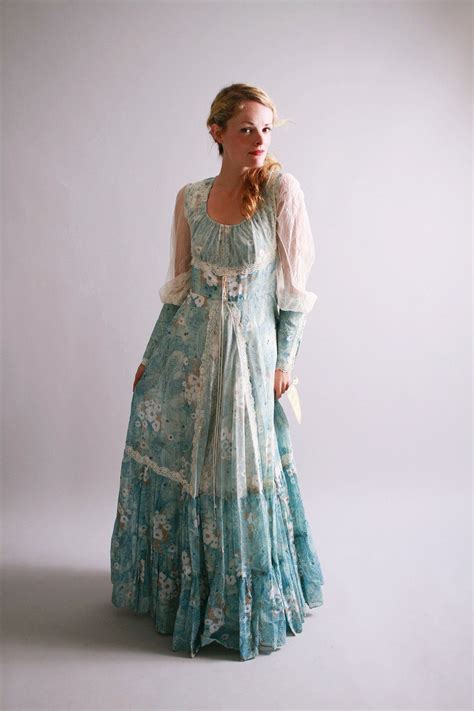 1970s Maxi Dress 70s Gunne Sax Dress New Old Stock Henna Blue